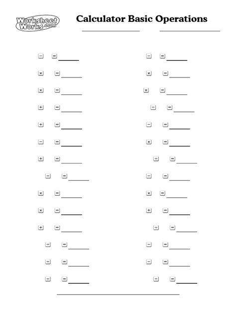 Worksheetworks Calculator Basic Operations 2 Pdf Applied