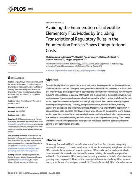 Pdf Avoiding The Enumeration Of Infeasible Elementary Flux Modes By Including Transcriptional