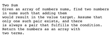 solved two sumgiven an array of numbers nums find two