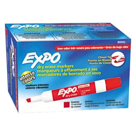 Expo Dry Erase Marker Chisel Tip Red PK12 Low Odor 80002 Zoro