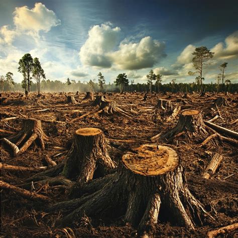 A Visual Of Deforestation With A Oncethriving Forest Reduced To Stumps