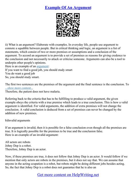 Example Argument Essay Pdf