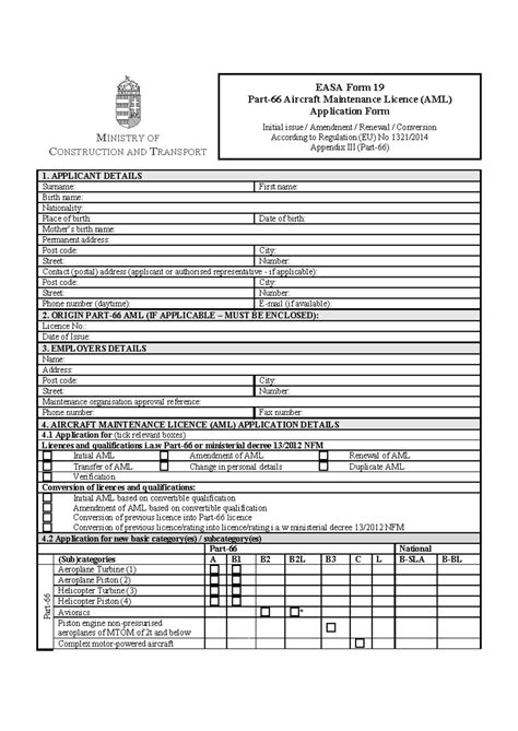 Easa Form 19 Part 66 Aircraft Maintenance Licence Application Guide