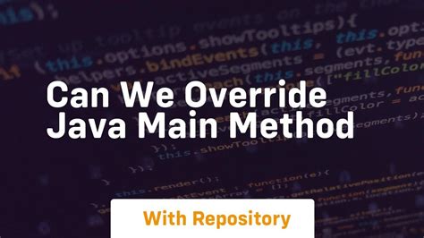 Can We Override Java Main Method Youtube