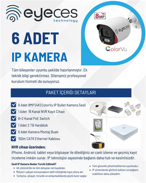 6lı Full Hd Ip Güvenlik Kamera Sistemi Eyeces Technology