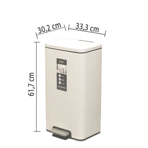Мусорное ведро c педалью EKO 30 литров, бежевое (EK9361P-30L-BE) - EKOBIN