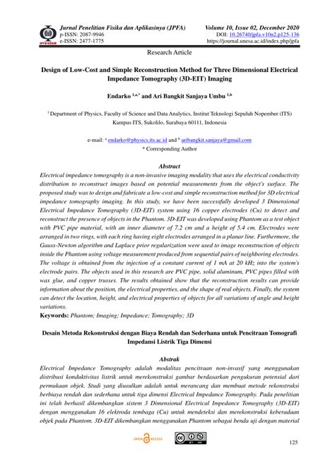 Pdf Design Of Low Cost And Simple Reconstruction Method For Three Dimensional Electrical