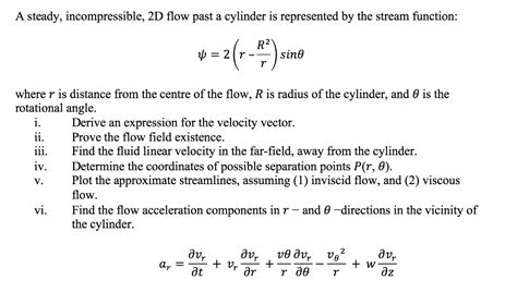 Solved A Steady Incompressible 2d Flow Past A Cylinder Is