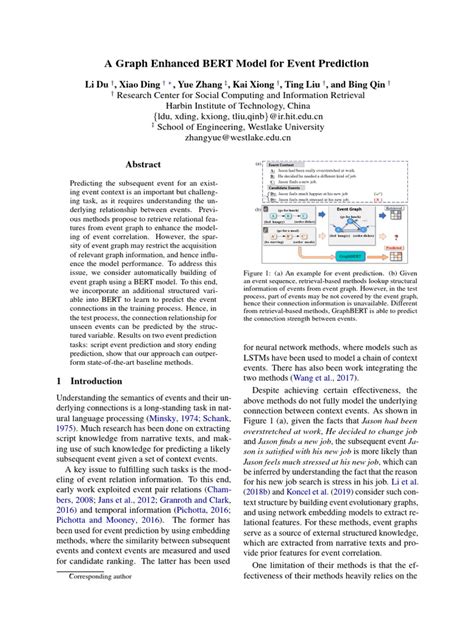 A Graph Enhanced Bert Model For Event Prediction Pdf Applied Mathematics