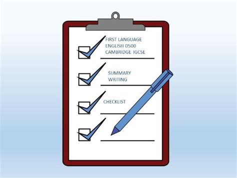 Summary Checklist Igcse English 0500 Teaching Resources