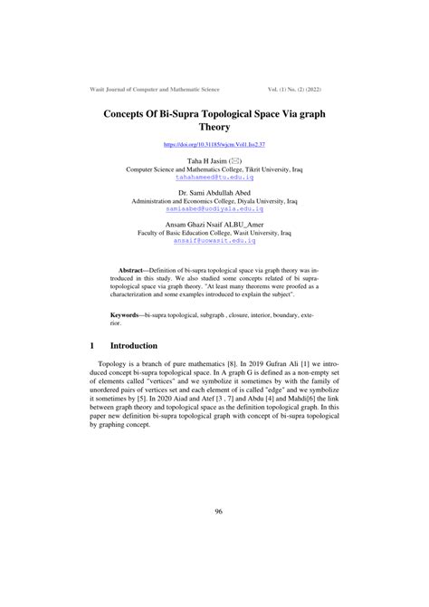Pdf Concepts Of Bi Supra Topological Space Via Graph Theory