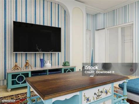 소파 커피 테이블 장식 그림 등 넓은 지중해 스타일의 거실 디자인의 3d 렌더링 0명에 대한 스톡 사진 및 기타 이미지 0명 가구 가정 생활 Istock