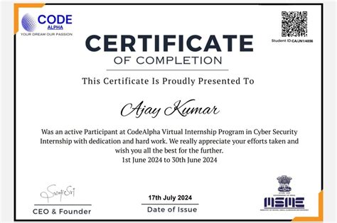 Ajay Kumar On Linkedin Codealpha Cybersecurity Internshipcompletion