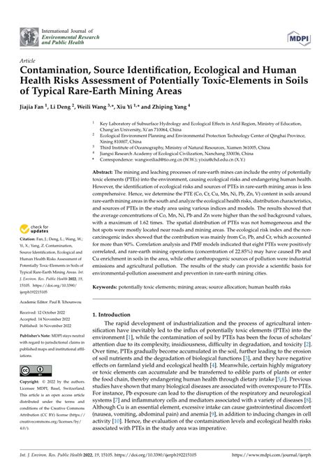 Pdf Contamination Source Identification Ecological And Human Health Risks Assessment Of