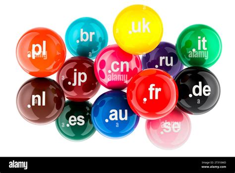 Colored Balls With Country Code Top Level Domain Names 3d Rendering