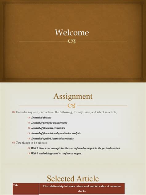 Presentation Ppt Finance Pdf Ordinary Least Squares Capital Asset Pricing Model