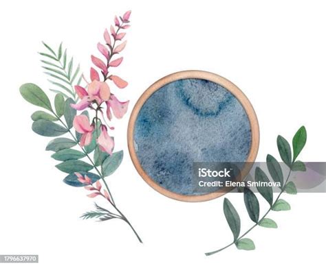 손으로 그린 수채화 물감 인디고 착색 천연 식물 염료 및 취미 수제 직물 재료 그림은 분리된 구성 흰색 배경입니다 상점 로고 인쇄물 웹 사이트 명함 소책자 공예에 대한 스톡