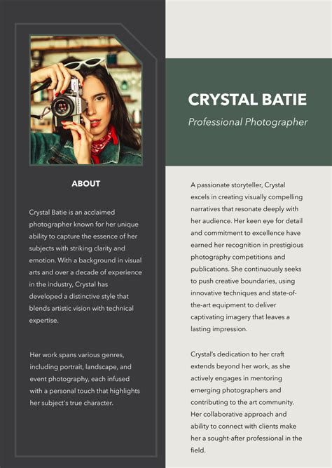 Famous Photographer Biography Poster Template Printable Activity