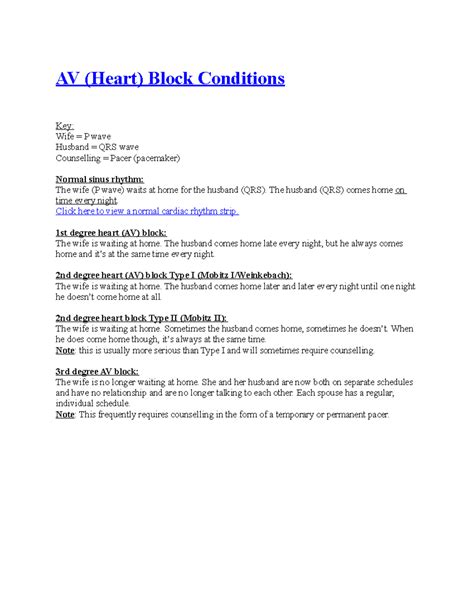 Av Heart Block Story Av Heart Block Conditions Key Wife P Wave