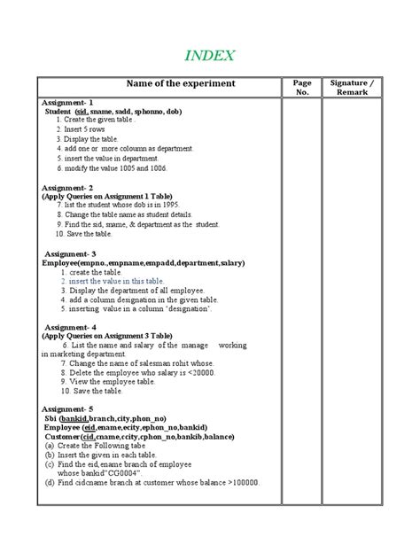 Pgdca Dbms Practical Pdf Data Management Databases