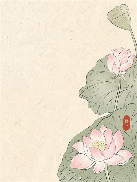 손으로 그린 중국 스타일 골동품 연꽃 그림 배경 자료 배경 화면 및 일러스트 무료 다운로드 Pngtree