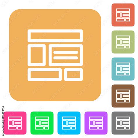 Web Layout Rounded Square Flat Icons Stock Vector Adobe Stock