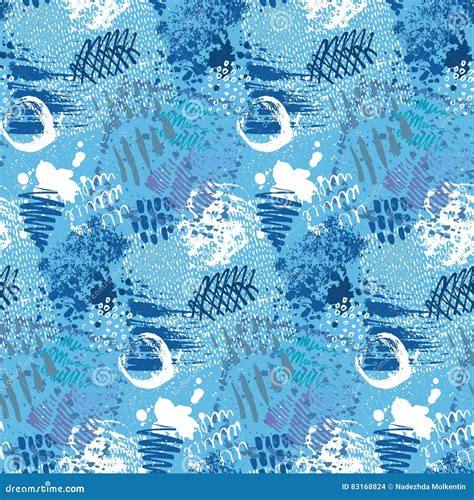 Seamless Pattern With Hand Drawn Abstract Ink Texture Stock Vector Illustration Of Drop