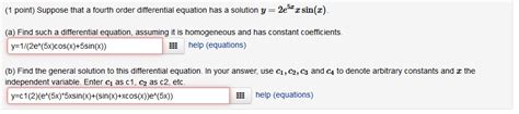 Solved 1 Point Suppose That A Fourth Order Differential