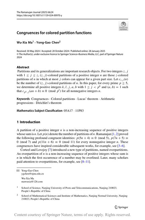 Congruences For Colored Partition Functions Request Pdf