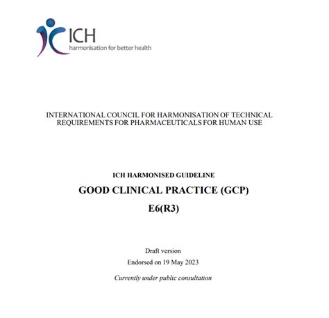 ICH HARMONISED GUIDELINE GOOD CLINICAL PRACTICE GCP E6 R3 Formiventos