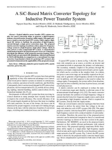 Pdf A Sic Based Matrix Converter Topology For Inductive Power