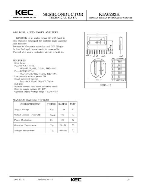 Datasheet Hk Kia6283k 138662 Pdf