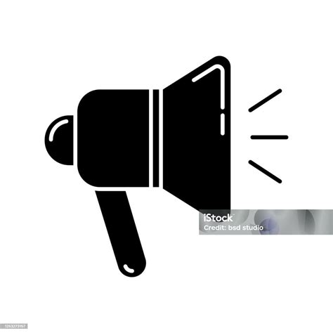 라우드 스피커 블랙 글리프 아이콘 메가폰으로 경고합니다 홍보 브로드캐스트 오디오 선전을 외치다 소리의 볼륨 공백에 실루엣 기호 벡터 격리 된 그림 0명에 대한 스톡 벡터