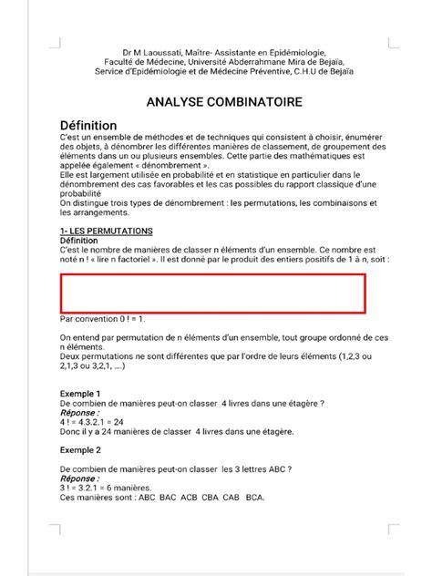 Analyse Combinatoire Pdf