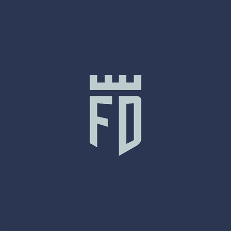 Fd Logo Monogram With Fortress Castle And Shield Style Design 11464428