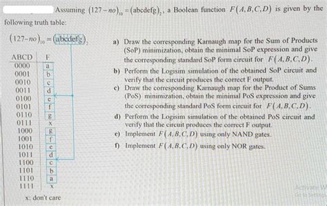 Solved Assuming 127 No Abcdefg A Boolean Solutioninn