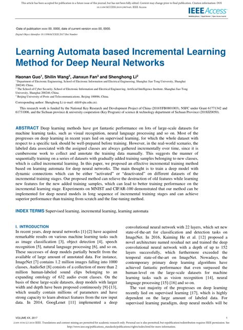 Pdf Learning Automata Based Incremental Learning Method For Deep