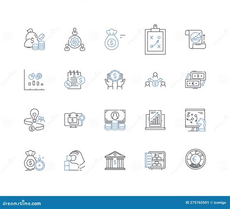 Asset Sector Line Icons Collection Valuation Management Investments Liabilities