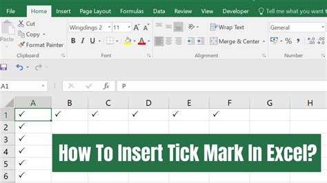 how to insert tick mark in excel