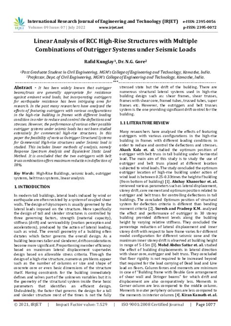 Pdf Linear Analysis Of Rcc High Rise Structures With Multiple