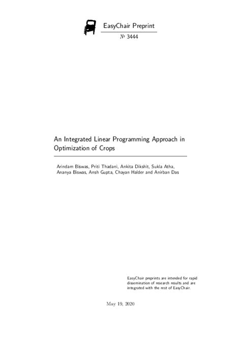 pdf an integrated linear programming approach in optimization of crops