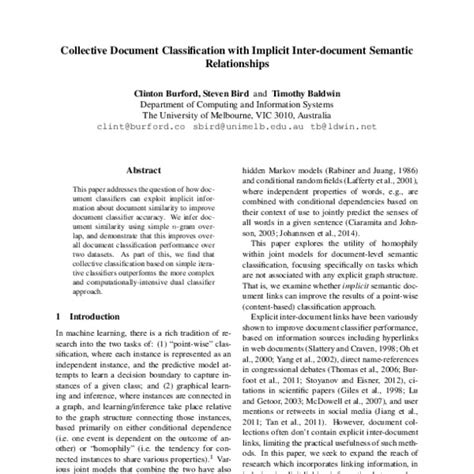 Collective Document Classification With Implicit Inter Document Semantic Relationships Acl