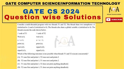 Gate Cse 2024 Set 2 Question 36 Os Solved Gate Cs Pyqs Youtube
