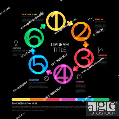 Vector Dark Progress Six Steps Template Cycle With Descriptions Icons Stock Vector Vector And