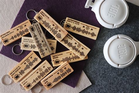 Personalized Spotify Code Keychain Handmade Wooden Keychain Music Keyring Girlfriend
