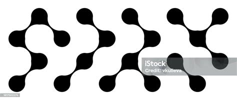 Black Meta Balls Set Diagonal Connected Morph Dots Liquid Blobs Pattern Collection Thin