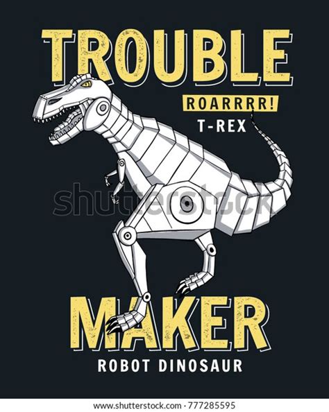Robot Dinosaur Vector Illustration Tshirt Print Stock Vector Royalty