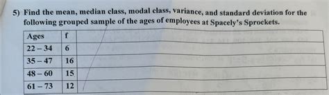 Solved Find The Mean Median Class Modal Class Variance Chegg