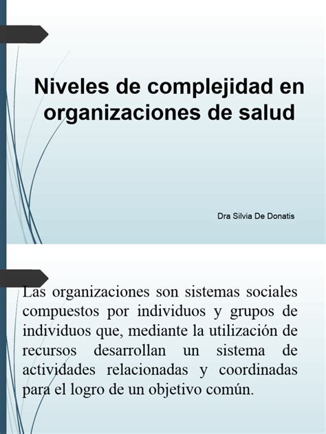 Complejidad En Salud Niveles Y Roles Pdf Hospital Cuidado De La
