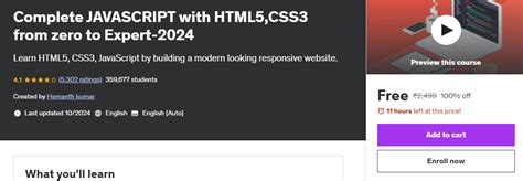 Complete Javascript With Html5css3 From Zero To Expert 2024 Free For